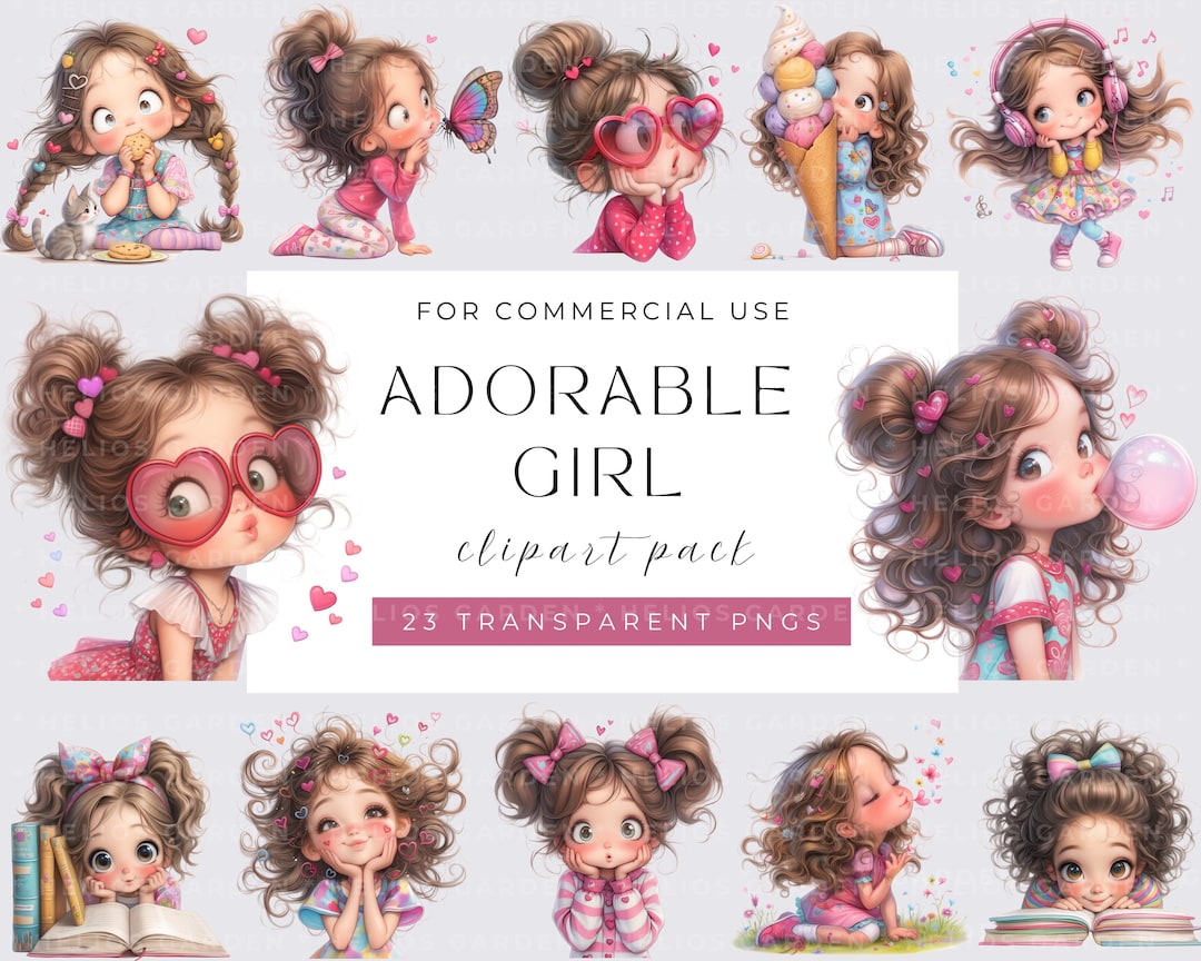 Watercolor Girl Clipart: Whimsical PNG Images for Junk Journals ...