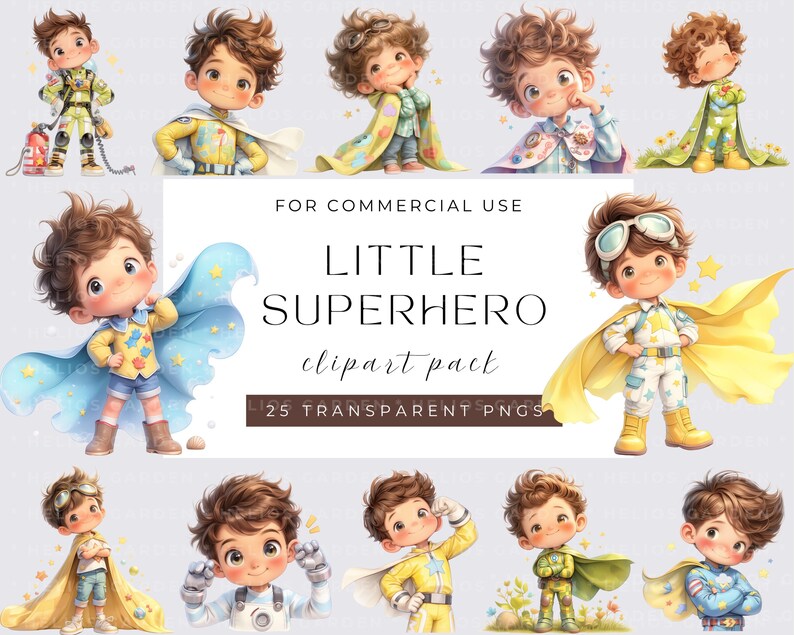 Watercolor Superhero Boy Clipart Cute Superhero Clipart Baby Heroes ...