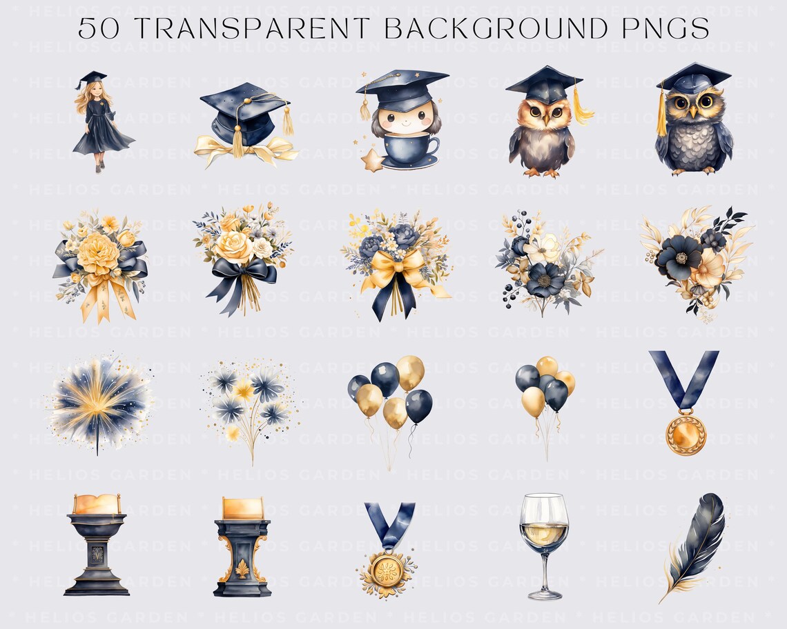 Graduation PNG Bundle Graduation Watercolor Clipart Graduation Girl ...