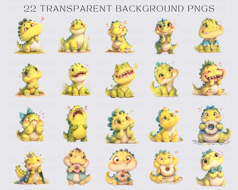 Watercolor Cute Dinosaurs Clipart Bundle, Jurassic Dino Clipart ...