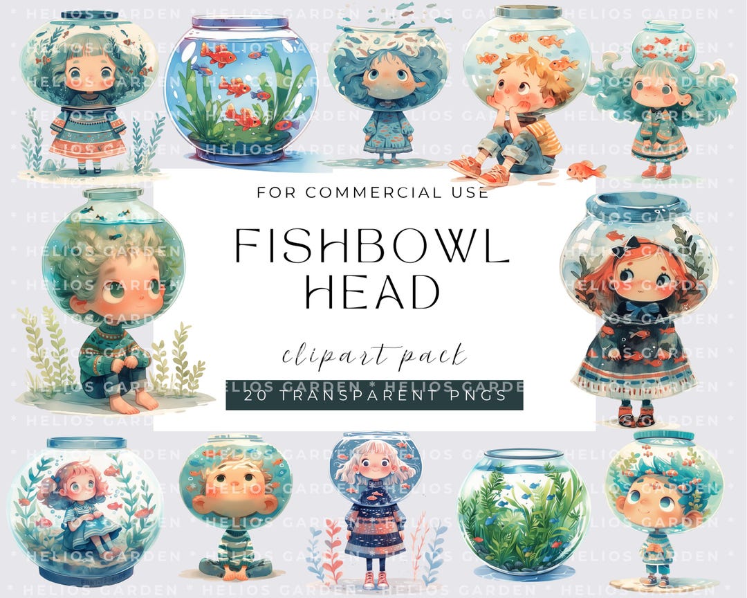 Watercolor Fishbowl Head Clipart Fishbowl Clipart Fish Clipart Cute ...