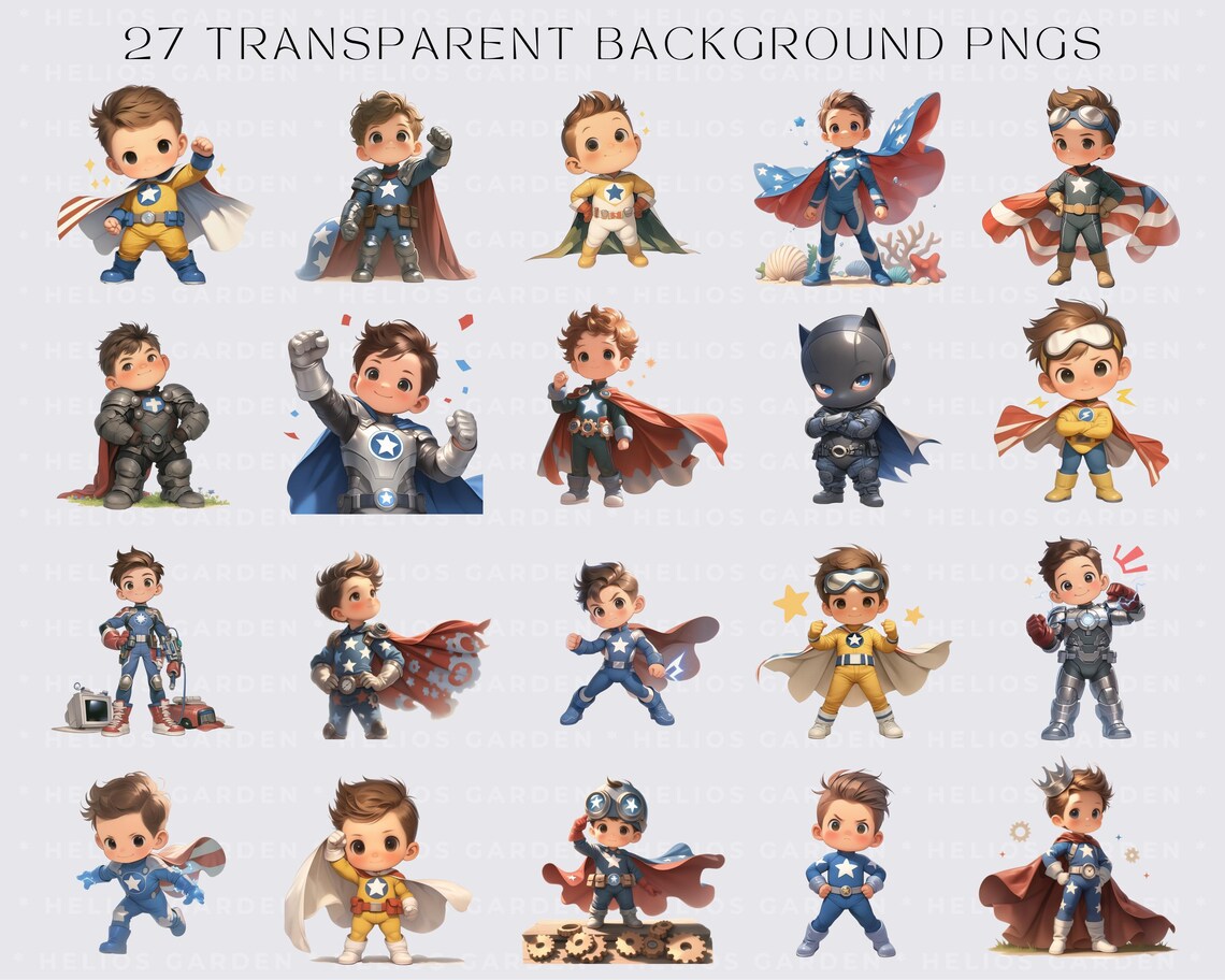 Watercolor Superhero Boy Clipart Cute Superhero Clipart Baby Heroes ...