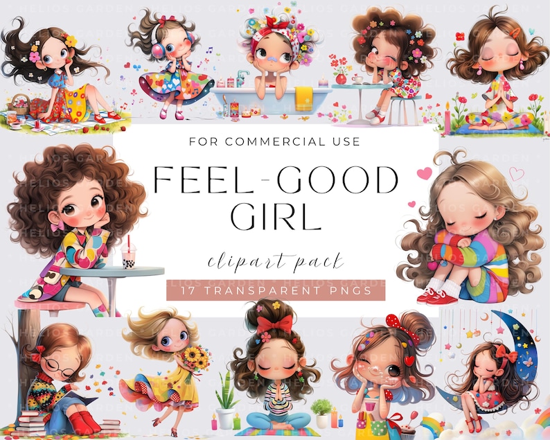 Feel Good Girl Clipart, Watecolor Enjoyable Girl, Funny Girl, Relaxing ...
