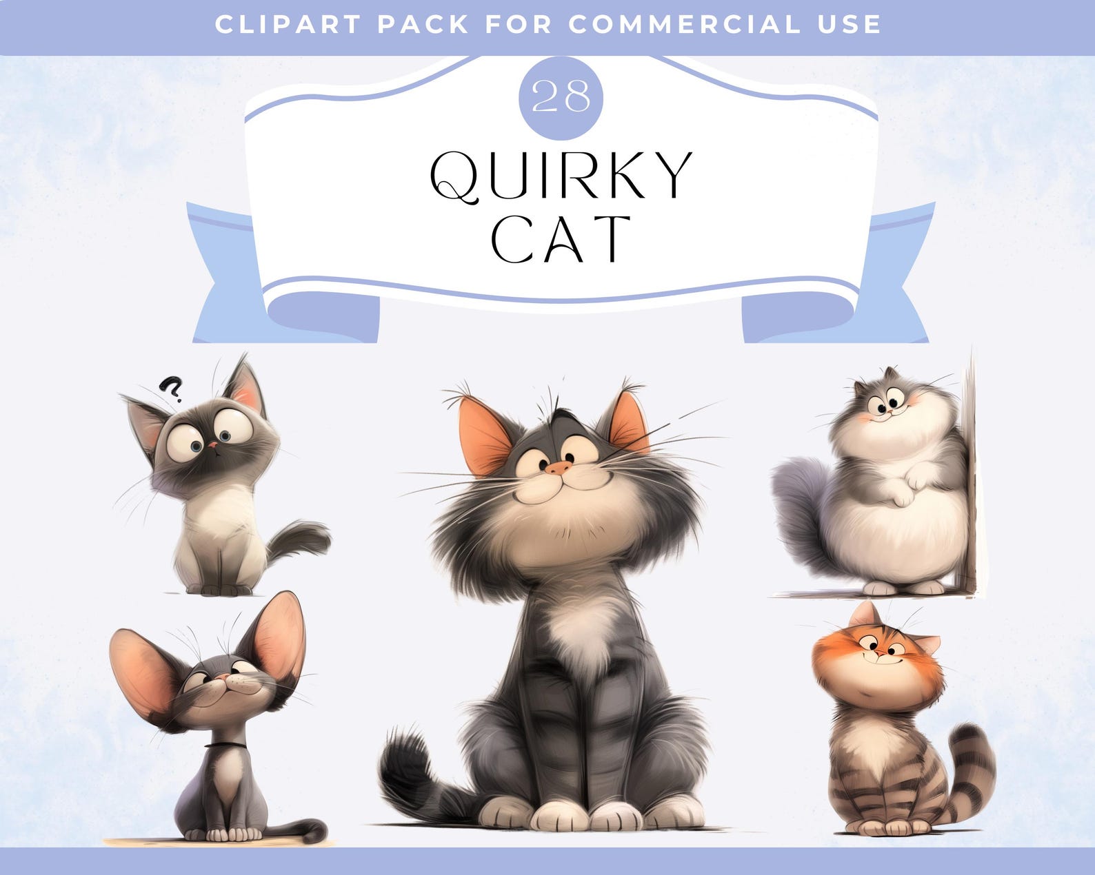 Quirky Cat Clipart PNG Whimsical Cats Kitten Sublimation Clip Art Cute ...