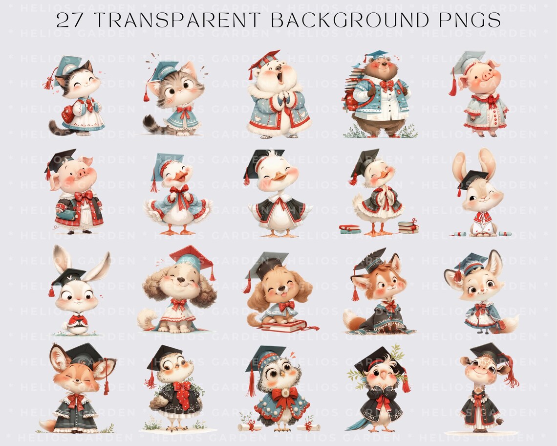 Animal Graduations Clipart, Safari Animals Clipart, School Graduation ...