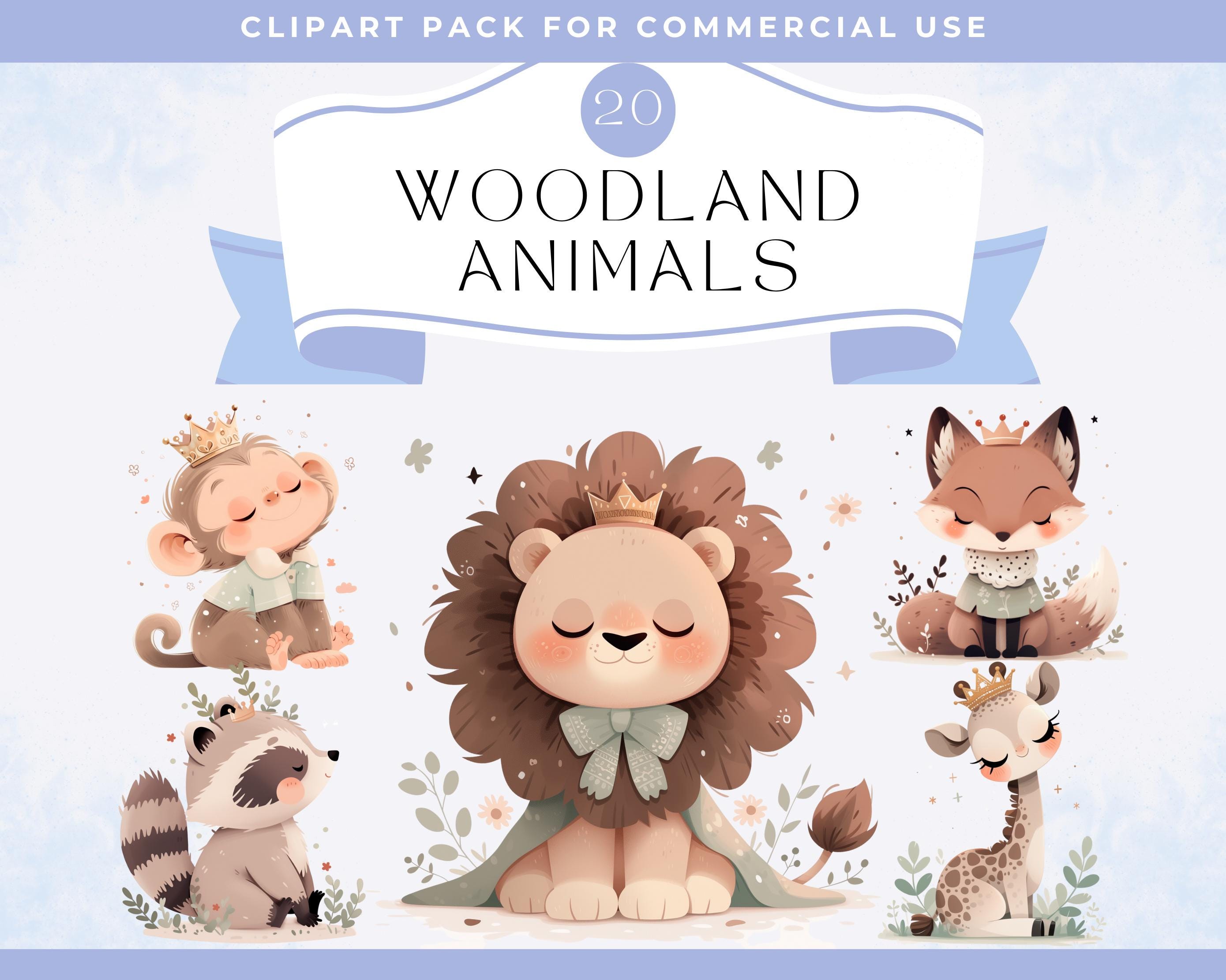 Watercolor Boho Woodland Clipart, Cute Woodland Animals, Baby Animals ...