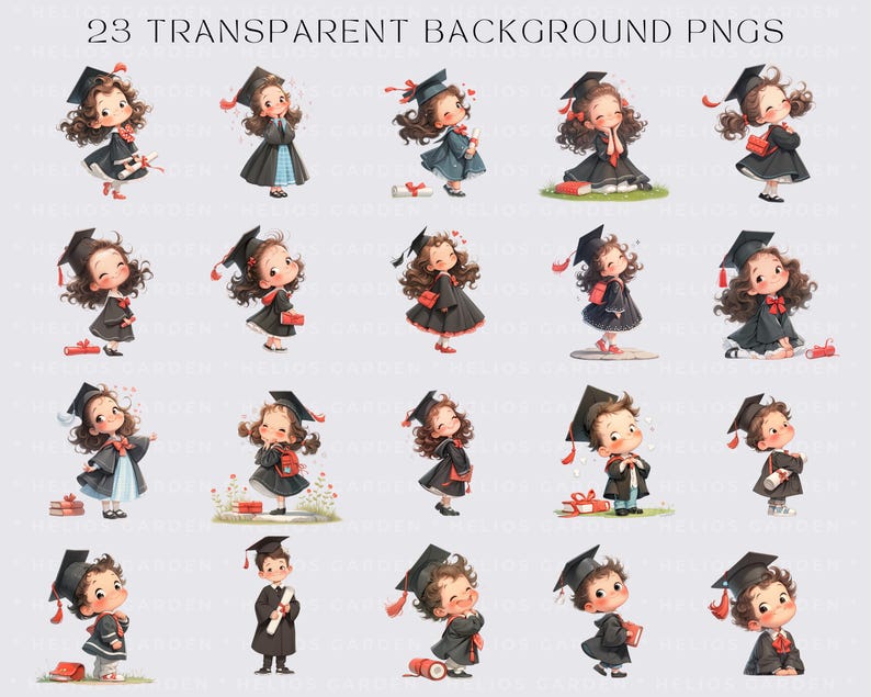 Graduation Boys and Girls Clipart, Little Graduation Digital Download ...