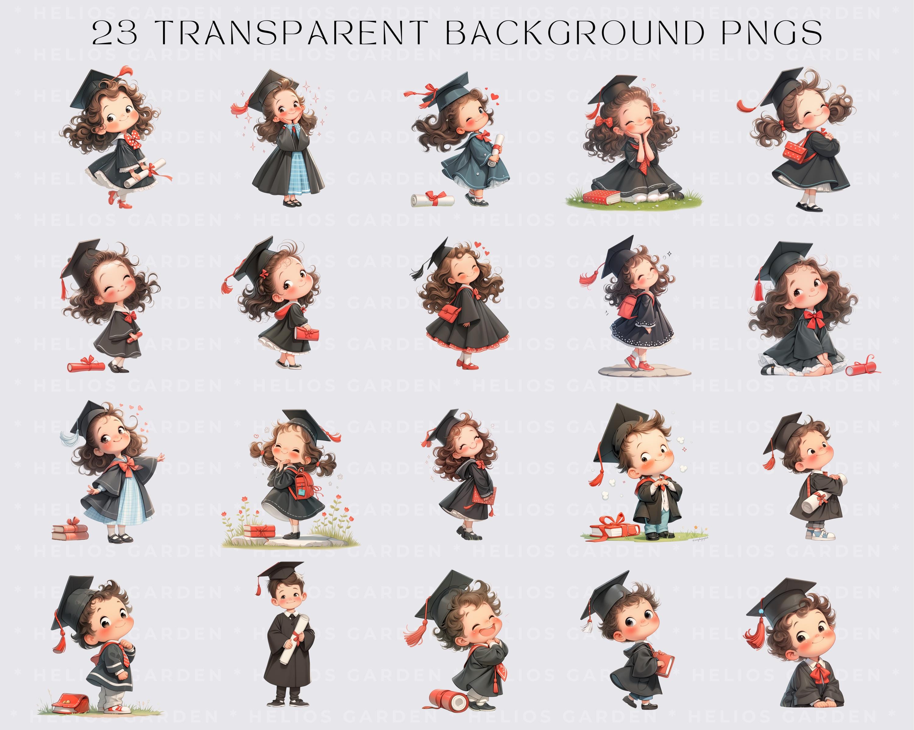 Graduation Boys and Girls Clipart, Little Graduation Digital Download ...