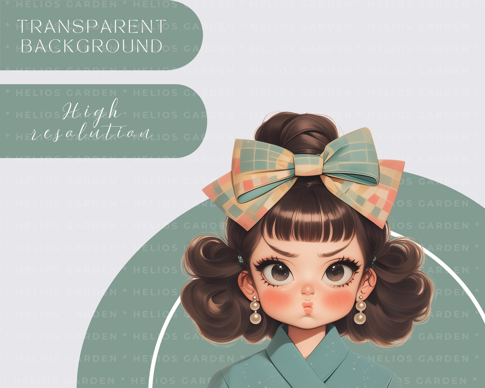 Retro Girl Clipart, Watercolor Whimsical Emotional Girl, Watercolor ...