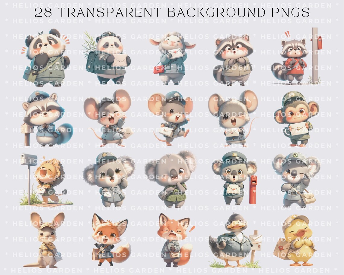 Cute Animals Mail Carrier Clipart Set With Adorable Woodland Creatures ...