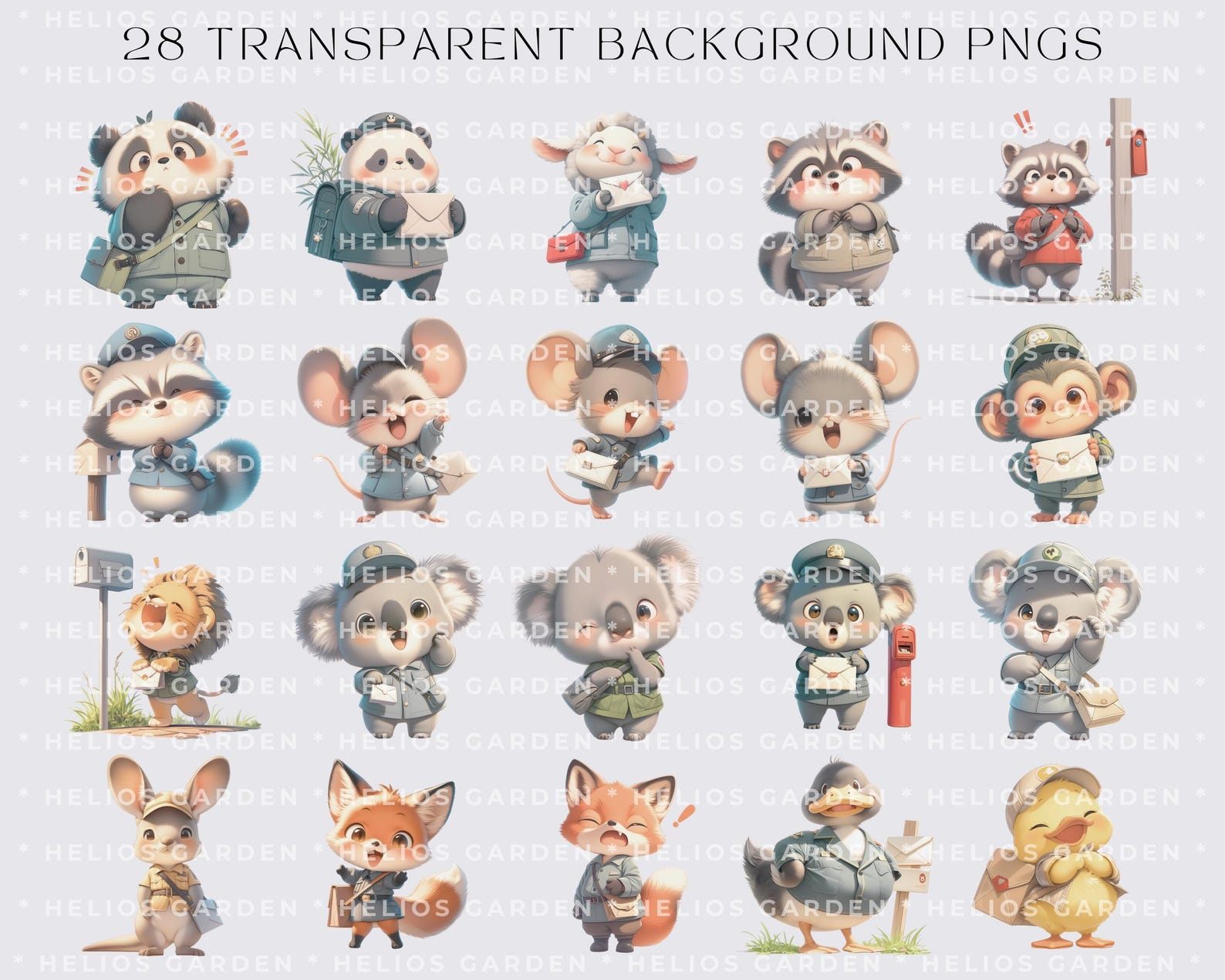 Cute Animals Mail Carrier Clipart Set With Adorable Woodland Creatures ...