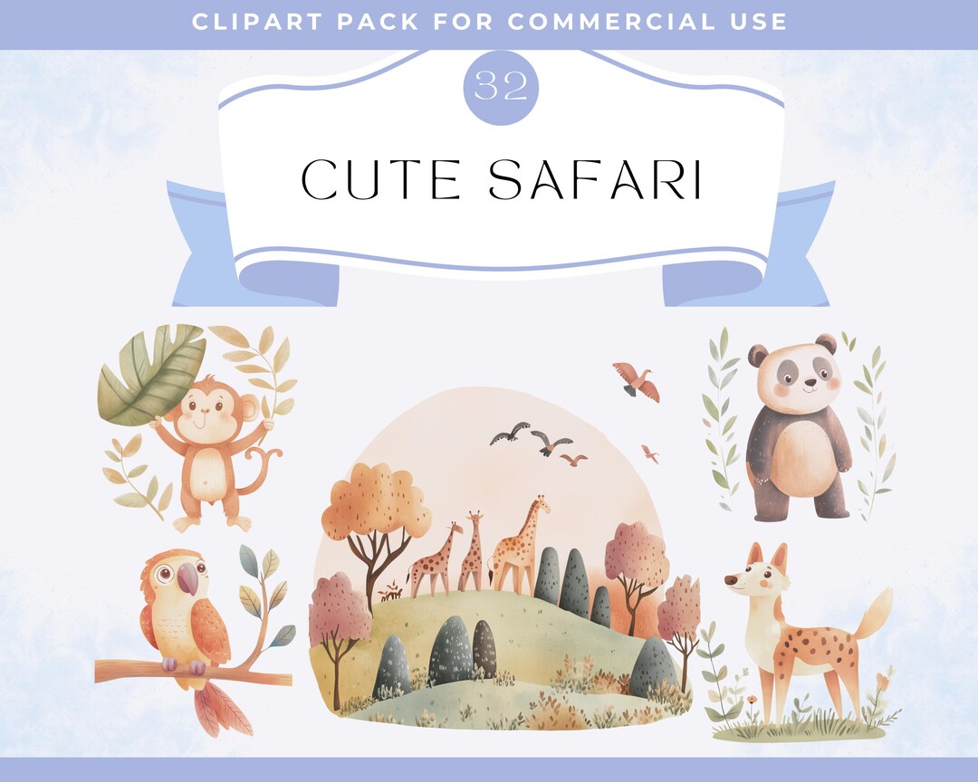Safari Animals Clipart Jungle Animals Illustration Wild Animal Art Baby ...