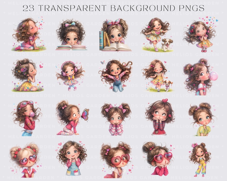 Watercolor Girl Clipart: Whimsical PNG Images for Junk Journals ...