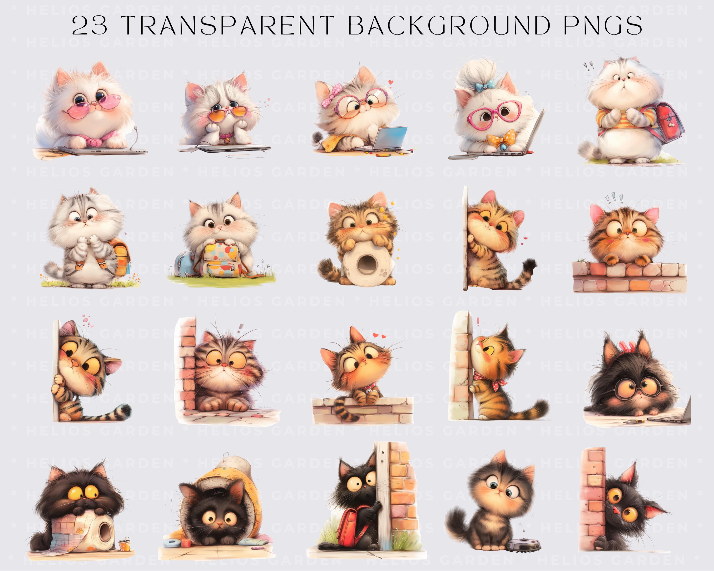 Quirky Cat Clipart PNG Whimsical Cats Cute Cat Sublimation Clip Art ...