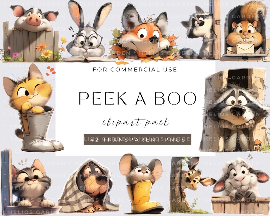 Quirky Animals Adorable Animals Peek a Boo Clipart Cute Animal ...