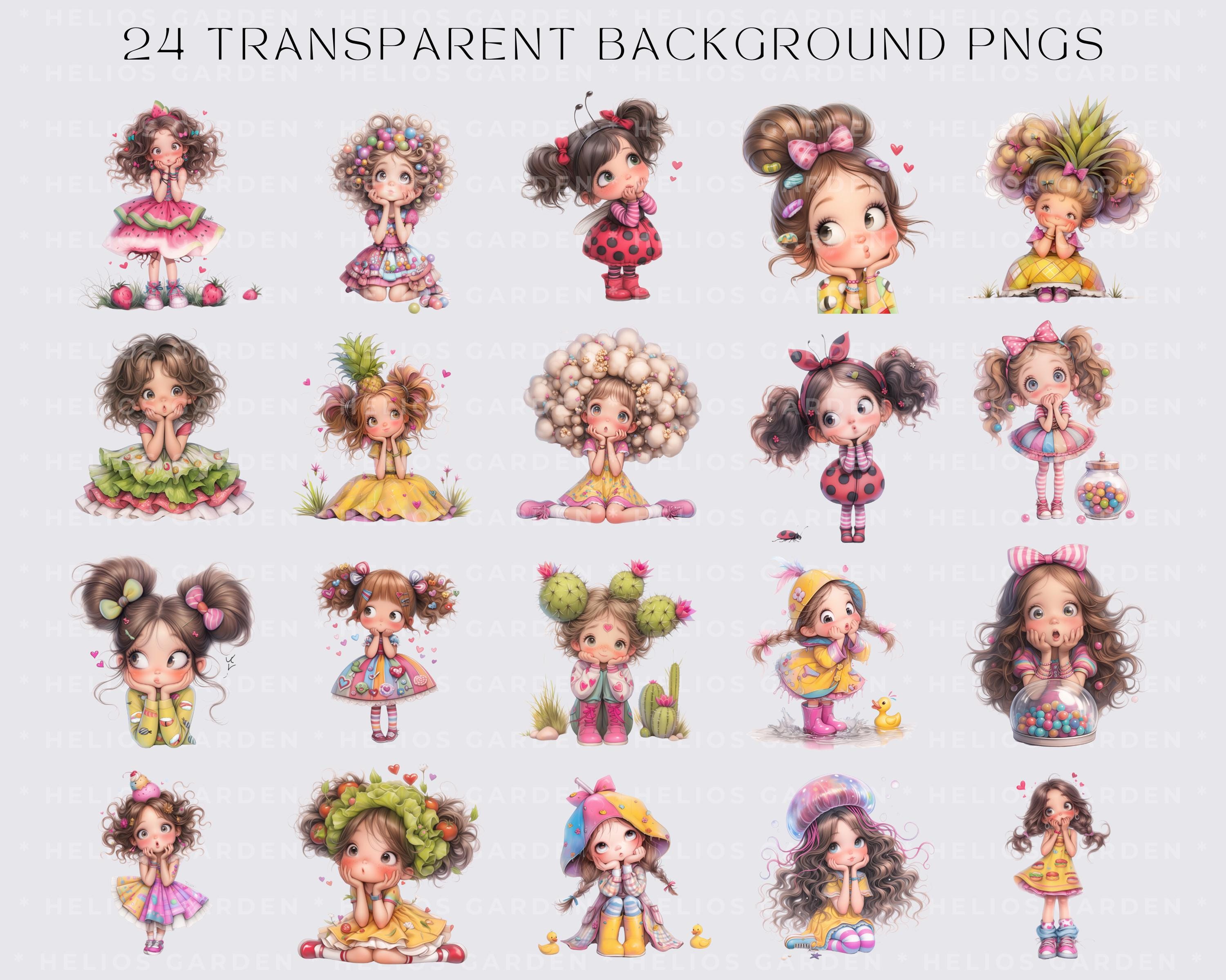 Whimsical Girl Clipart: Watercolor Pngs for Junk Journals (instant ...
