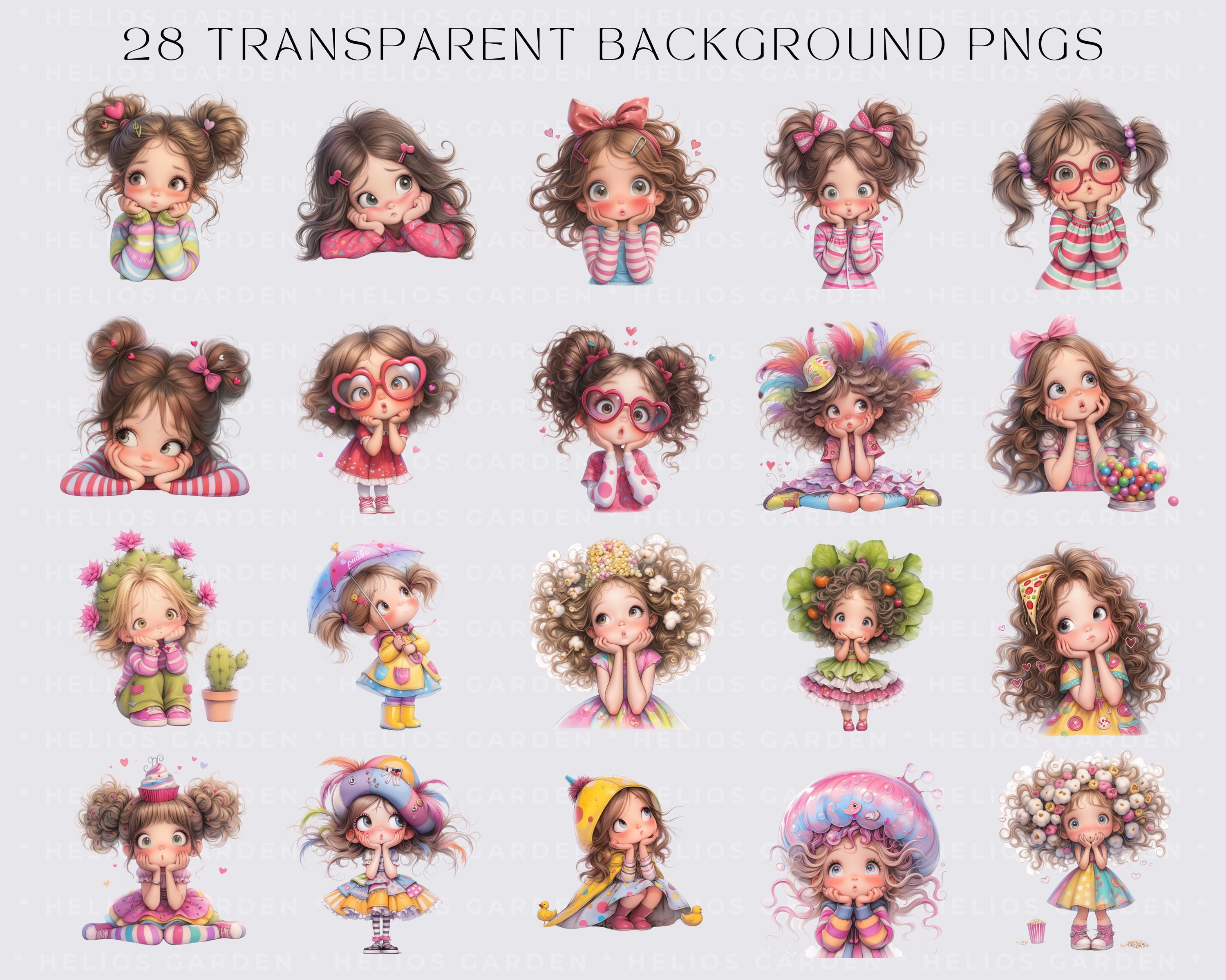 Girl Clipart, Watecolor Whimsical Girl, Funny Girl, Quirky Girl ...