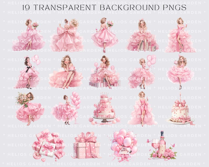 Birthday Girls Clipart Party Clipart Printable Watercolour Clipart High ...