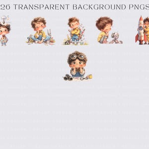 Watercolor Little Inventor Boy Clipart Bundle, Inventor Boy PNG Clip ...