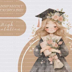 Watercolor Boho Graduation Collection Clipart, PNG Grad Floral Clipart ...