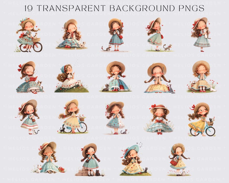 Watercolor Girl Clipart: Whimsical Pngs for Junk Journals (digital ...