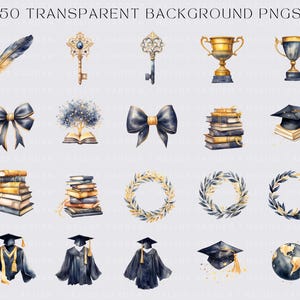 Graduation PNG Bundle Graduation Watercolor Clipart Graduation Girl ...