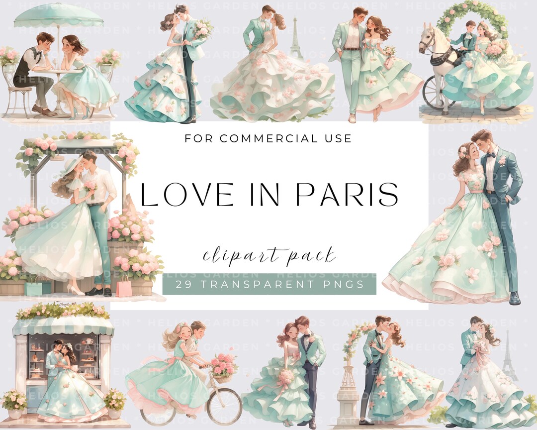 Watercolor Valentine's Day Clipart, Watercolor Paris Love Clip Art ...