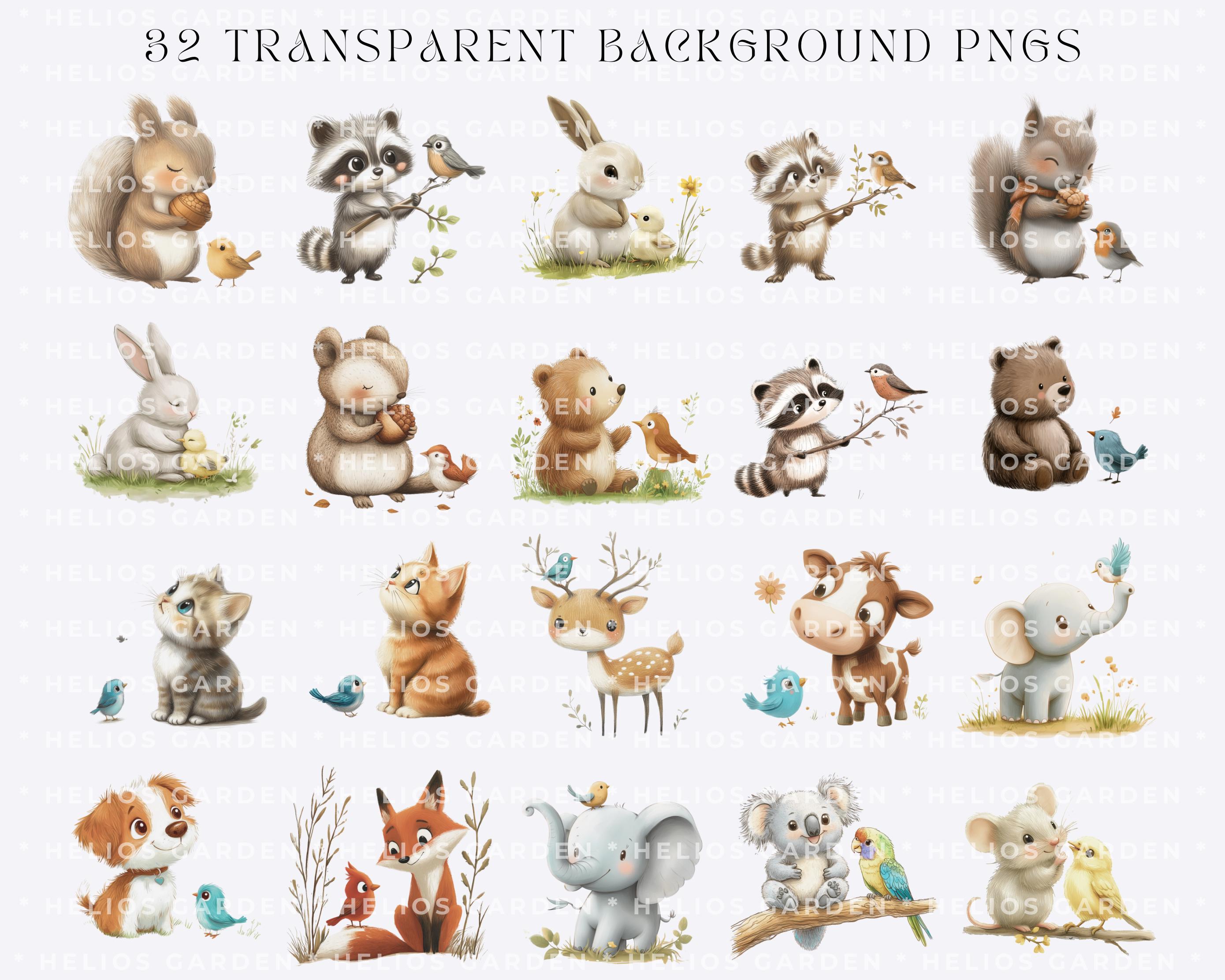 Animal Love Clipart Cute Animal Illustrations Adorable Animal Art ...