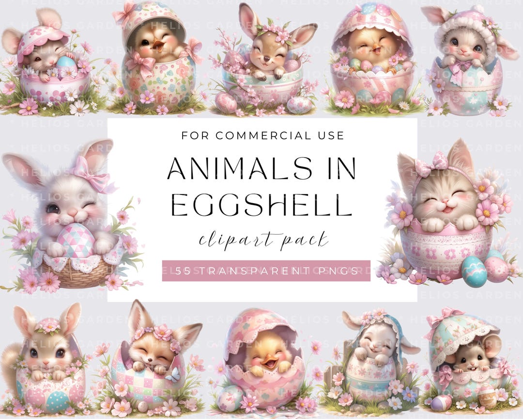 Cute Easter Animals Clipart Bundle, Easter Eggs Clipart, Easter ...