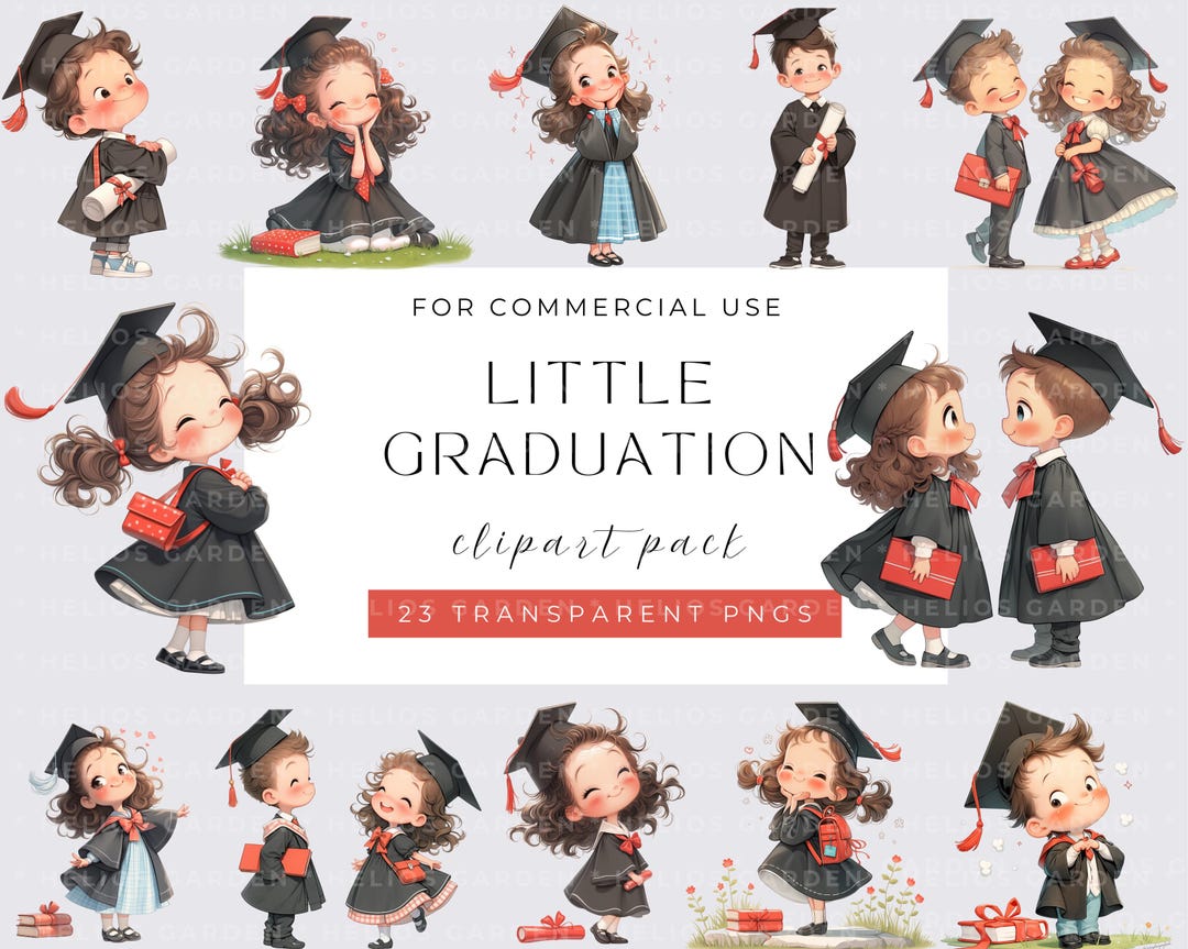 Graduation Boys and Girls Clipart, Little Graduation Digital Download ...