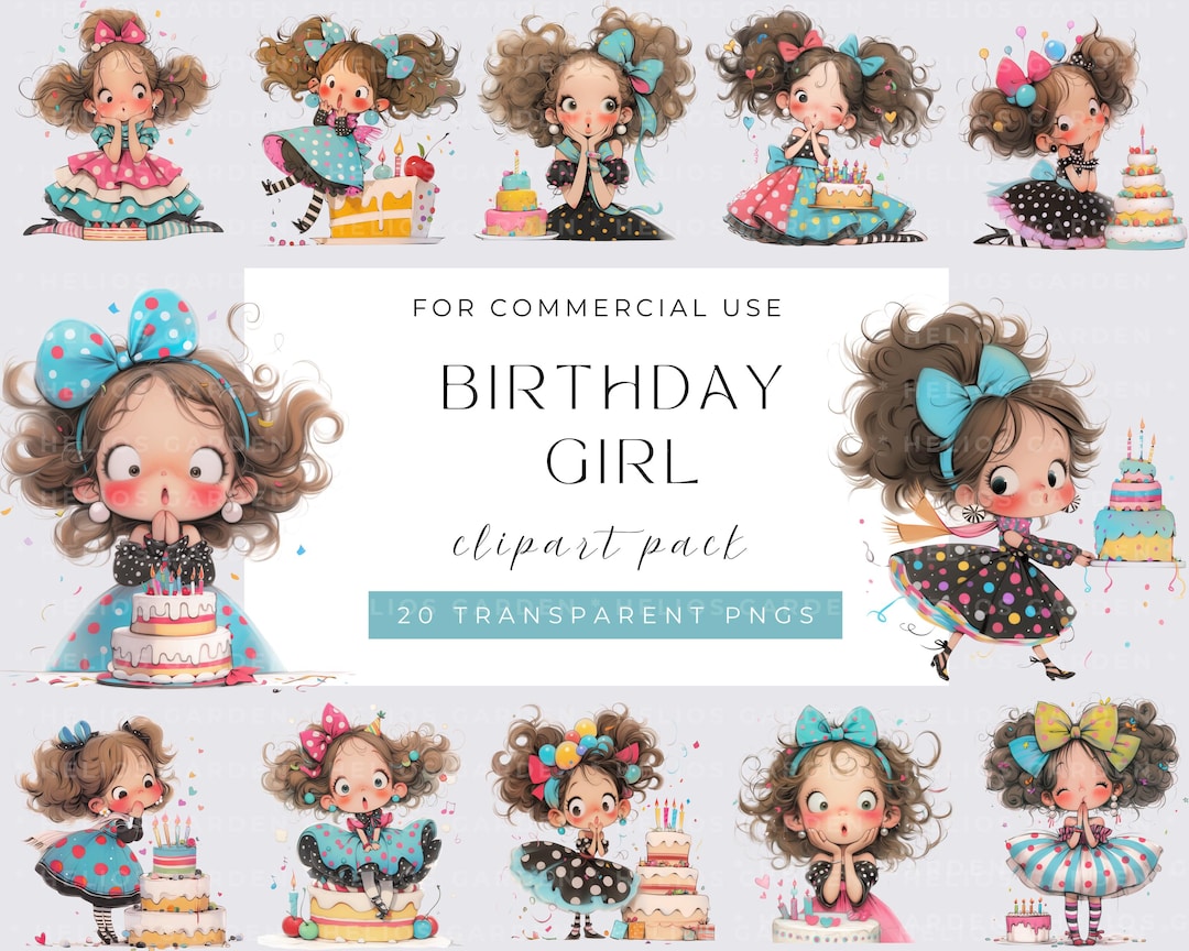 Birthday Girls Clipart Party Clipart Printable Watercolour Birthday ...