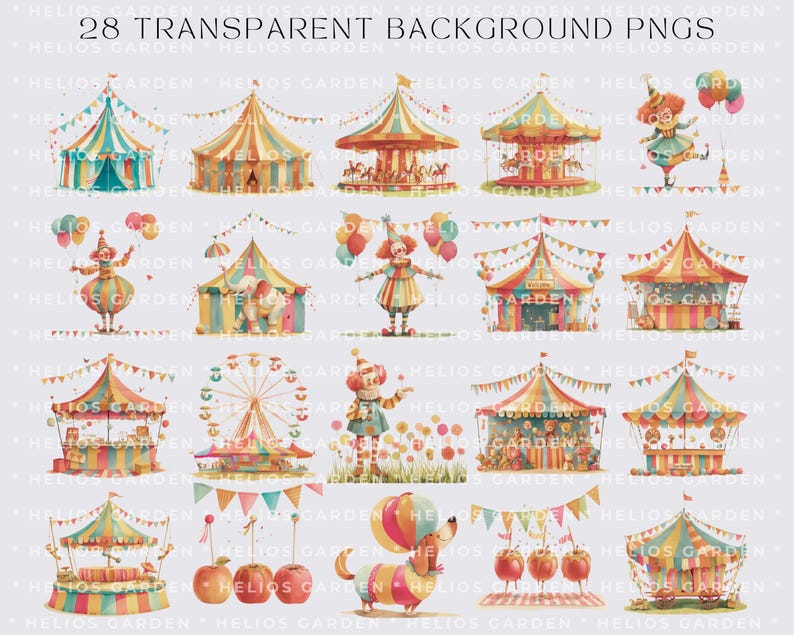 Circus Clipart With Colorful Big Top Tent and Fun Carnival Elements ...