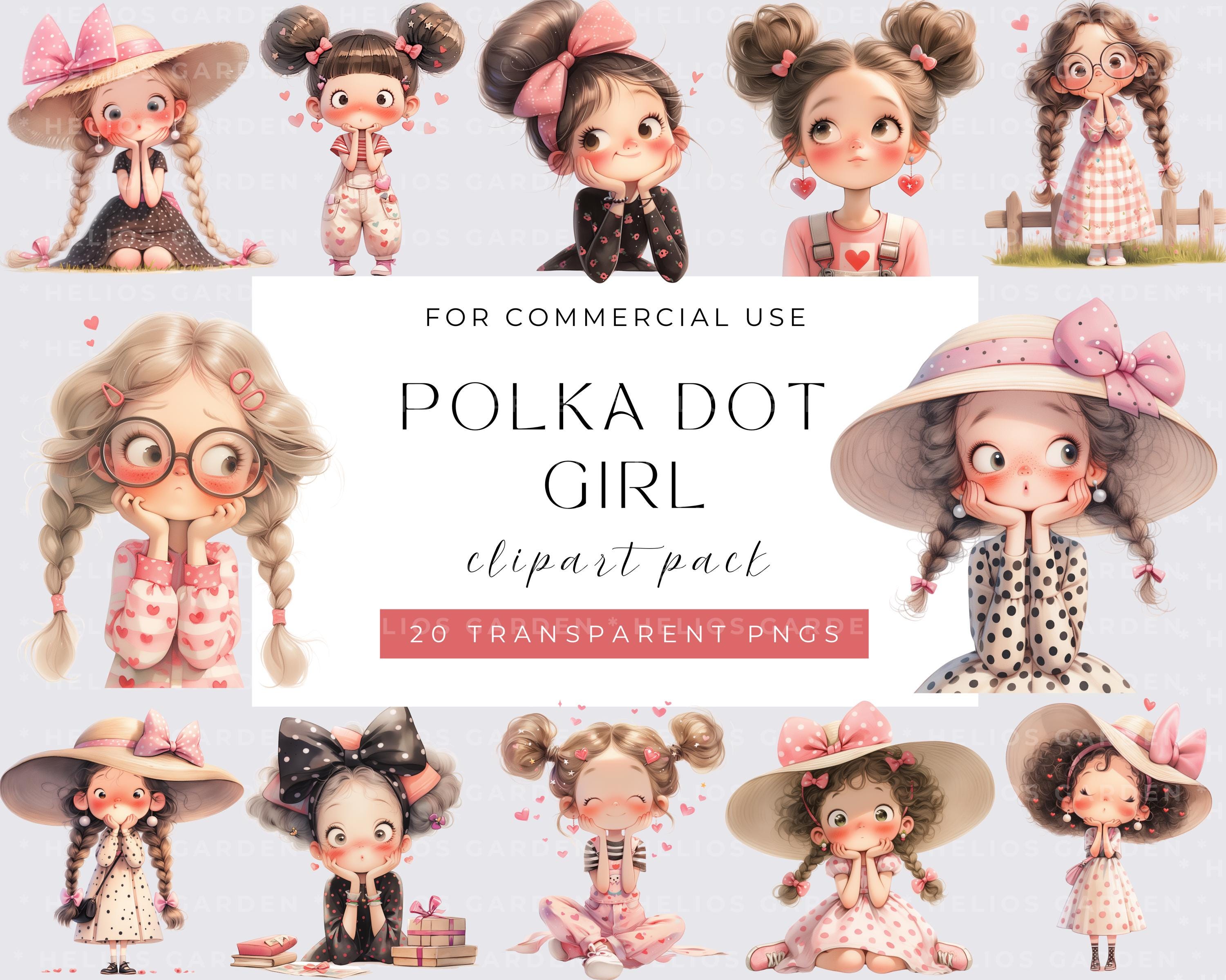 Watercolor Retro Girl Clipart Bundle Girls Clip Art, Cute Girl PNG ...