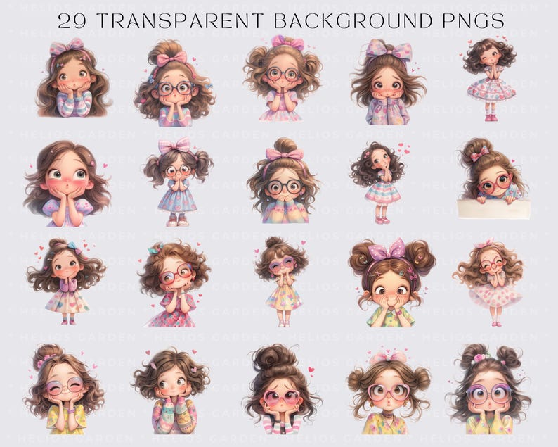 Girl Clipart, Watercolor Whimsical Emotional Girl, Watercolor Pngs ...