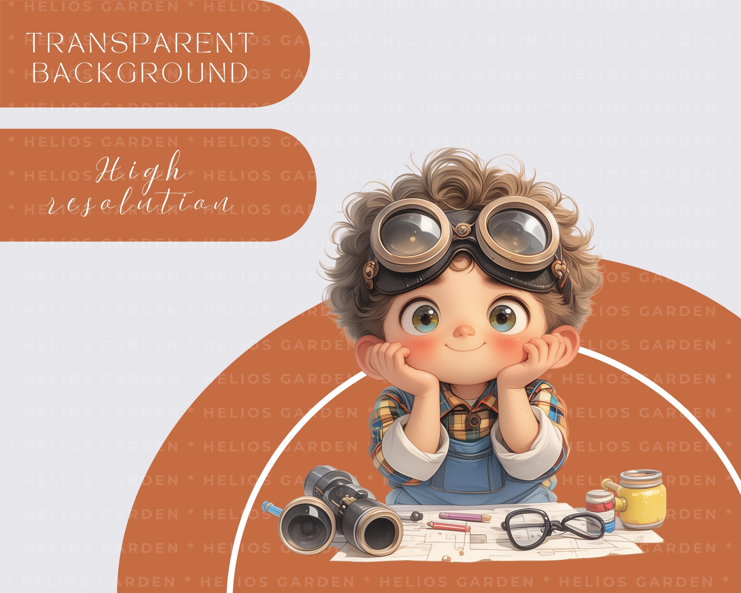 Watercolor Little Inventor Boy Clipart Bundle, Inventor Boy PNG Clip ...