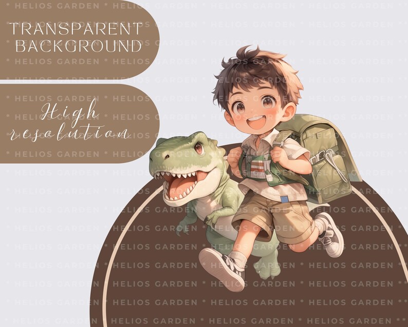 Watercolor Cute Boy and Dinosaurs Clipart Bundle, Jurassic Dino Clipart ...
