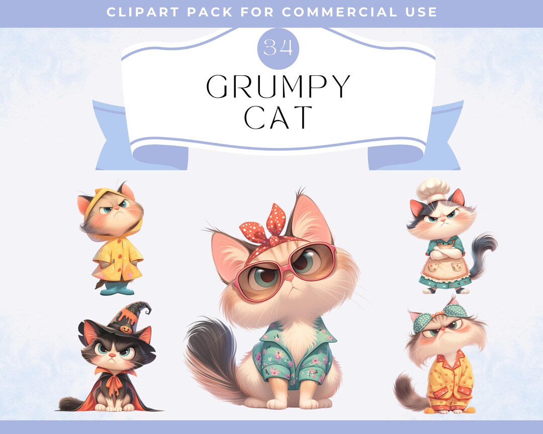 Quirky Cat Clipart PNG Whimsical Cats Kitten Sublimation Clip Art Cute ...