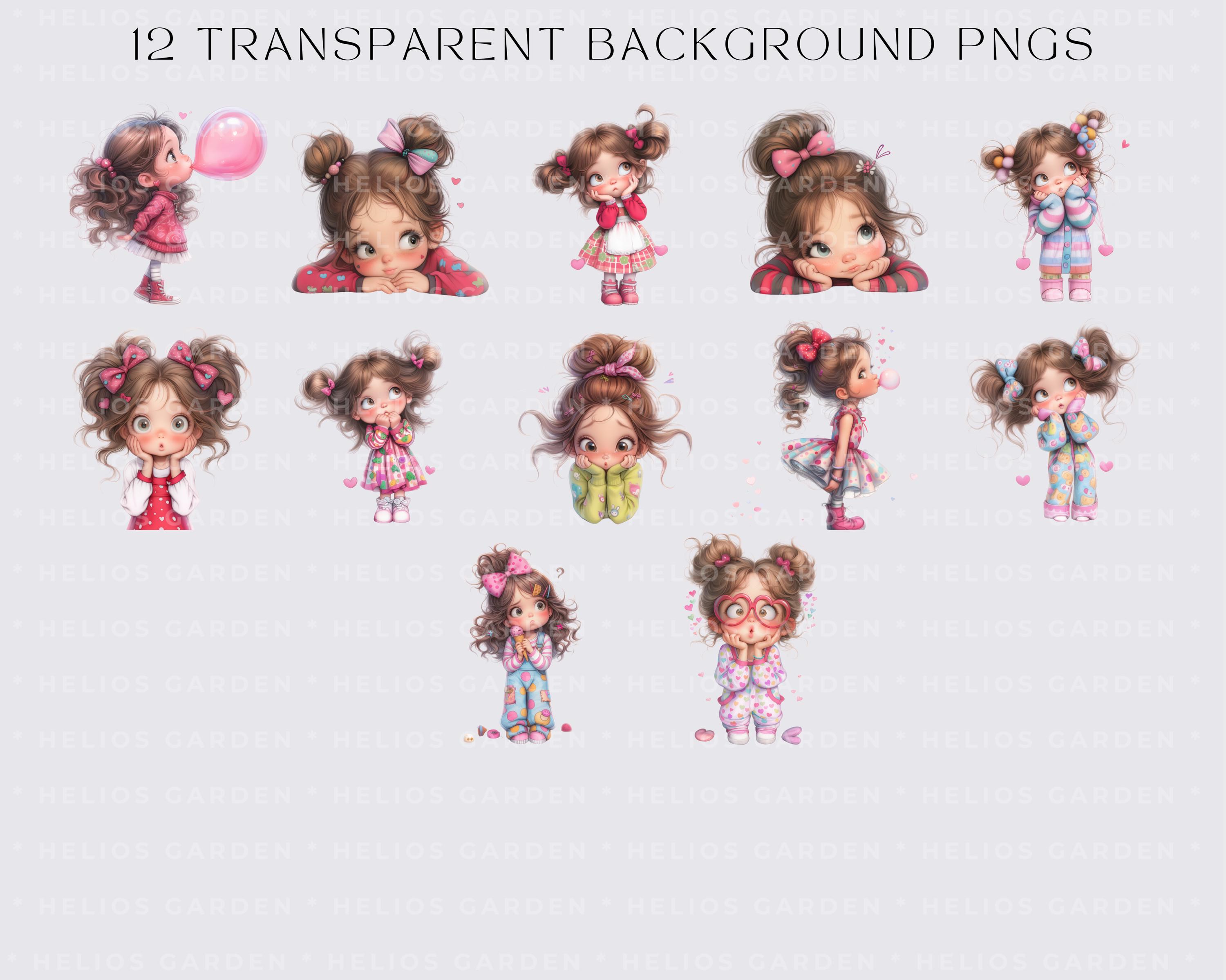 Whimsical Girl Clipart: Watercolor Pngs for Junk Journals (instant ...