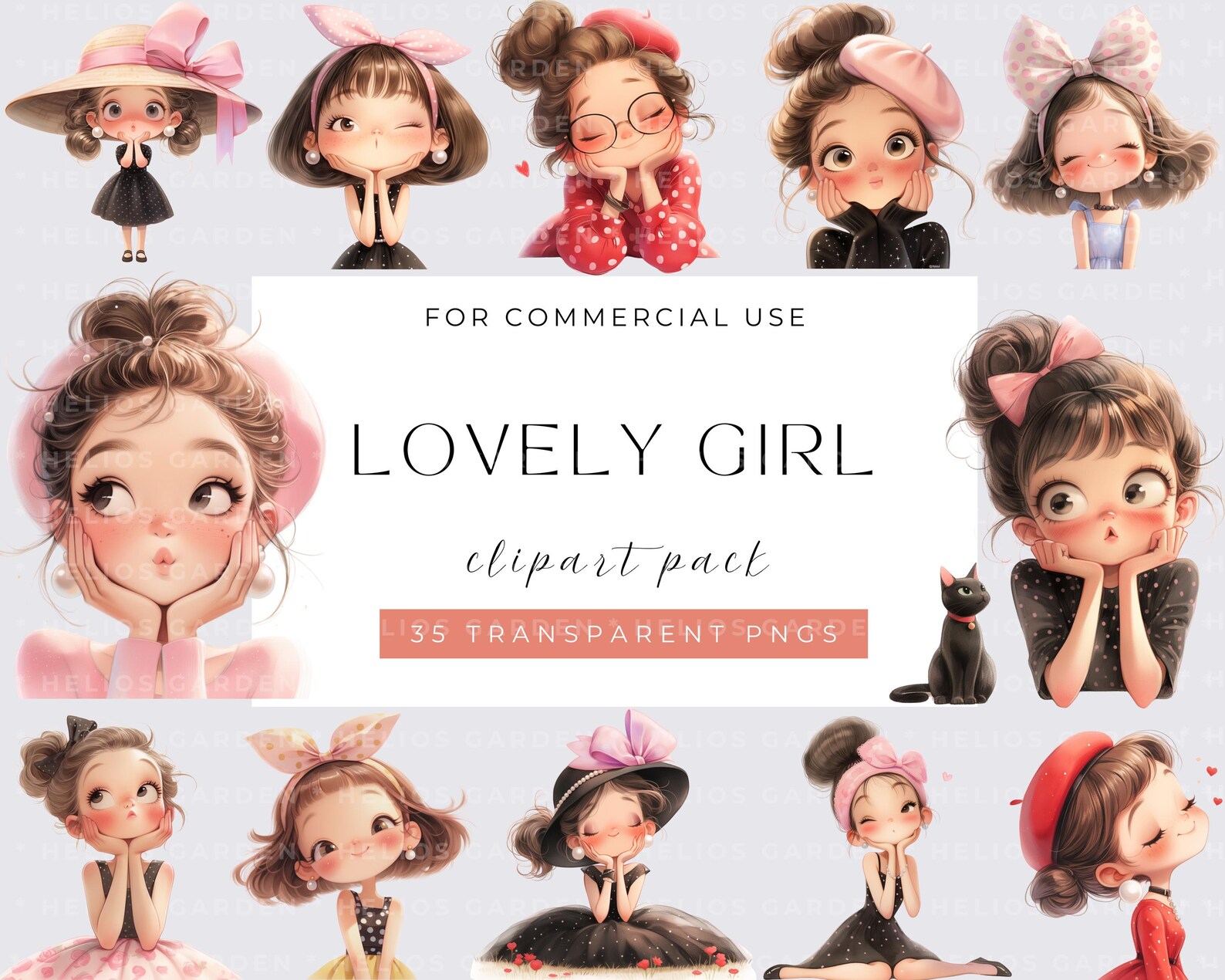 Lovely Girl Clipart, Watecolor Whimsical Girl, Funny Girl, Quirky Girl ...
