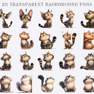 Quirky Cat Clipart PNG Whimsical Cats Kitten Sublimation Clip Art Cute ...