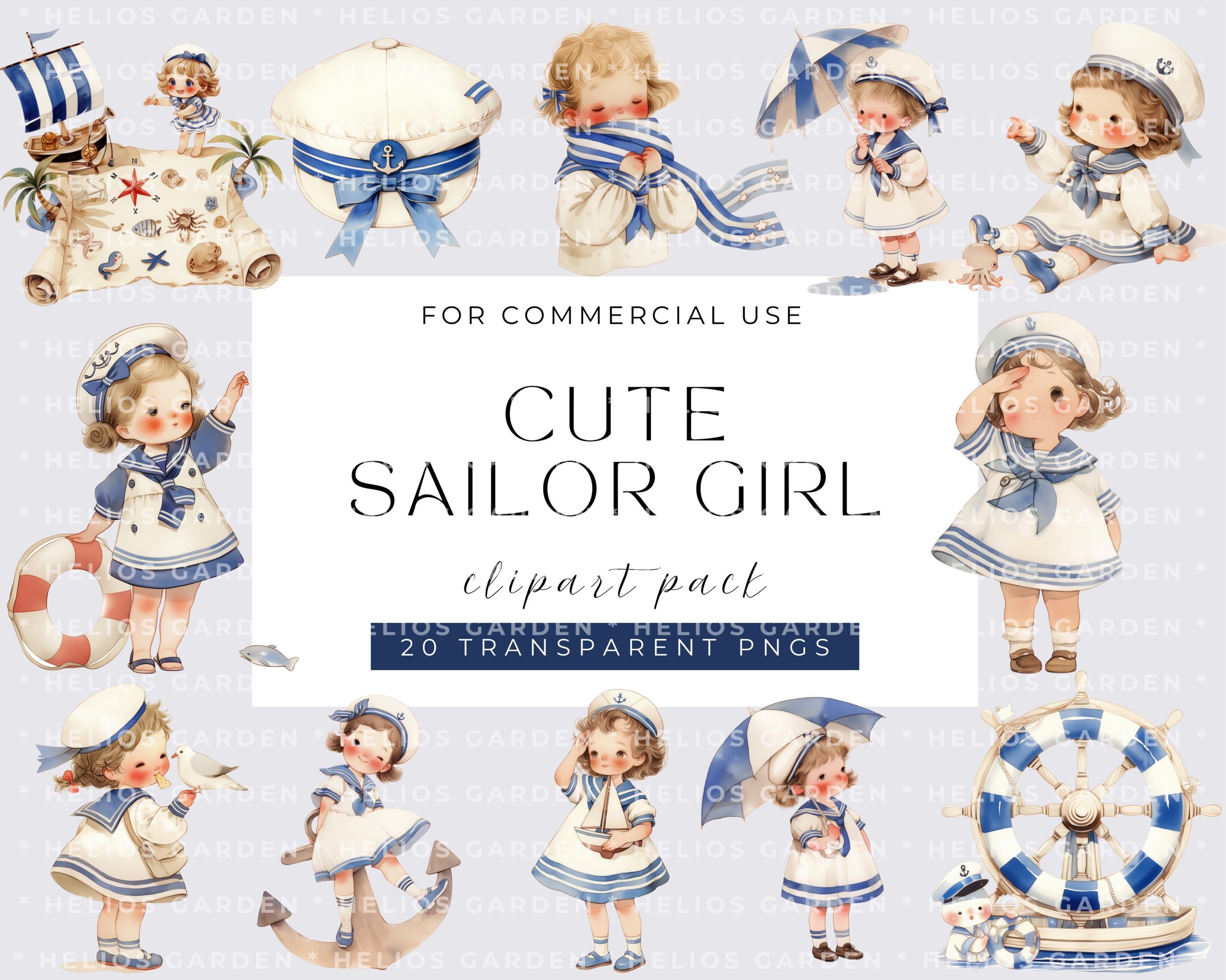 Watercolor Little Sailor Clipart Set, Nautical Kids Clipart , Cute Navy ...