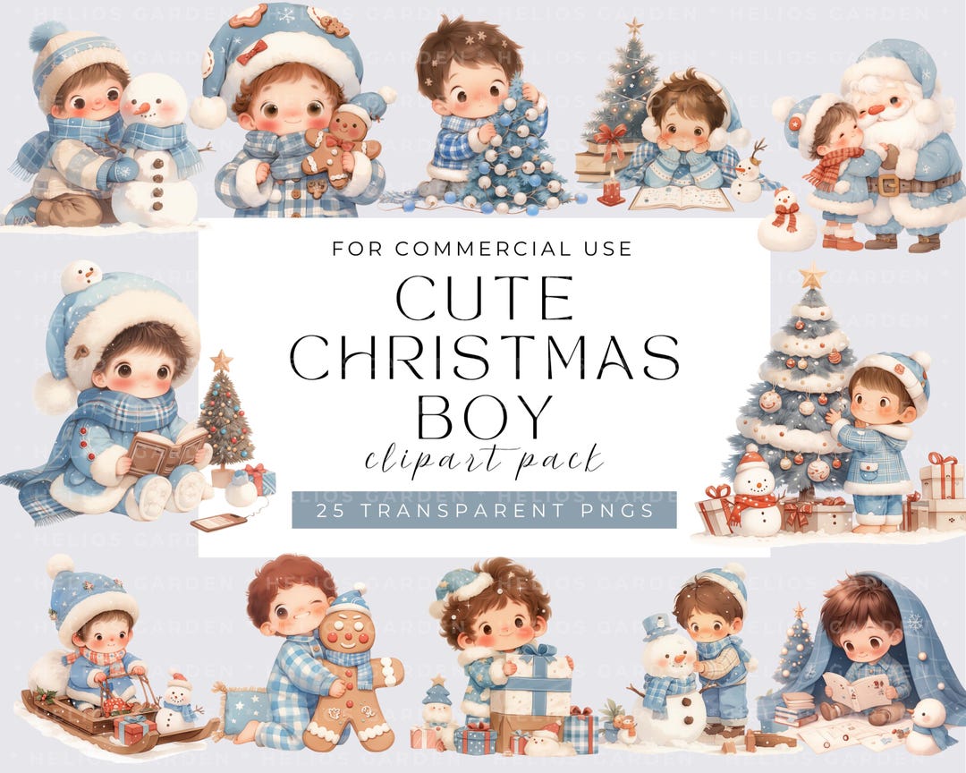 Watercolor Christmas Boy Clipart, Christmas Clipart, Boy Clipart ...