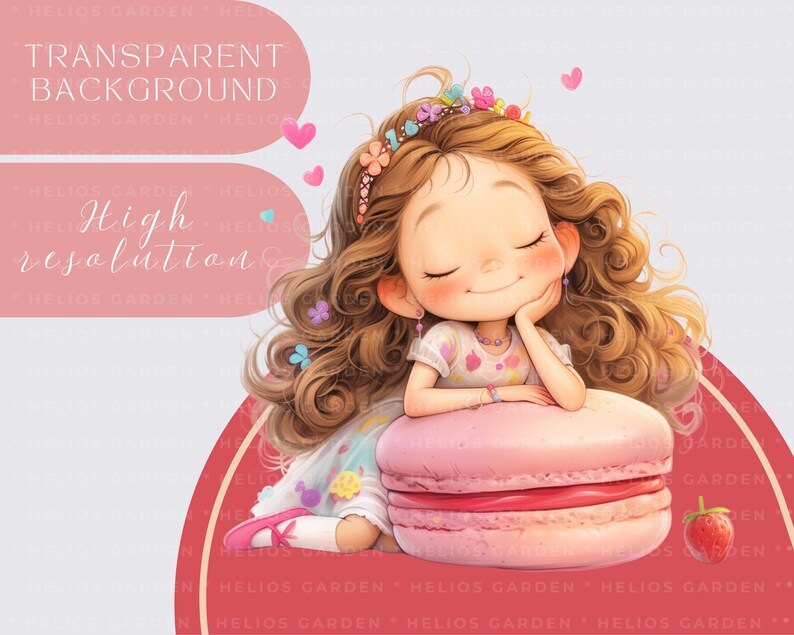 Watercolor Macaron Girl Clipart, Sweet Lover, Digital Planner, Digital ...