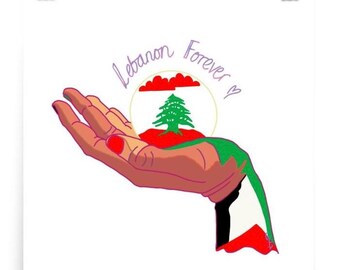 Lebanon and Palestine Solidarity Art Print Poster 100% Profit Donated ...