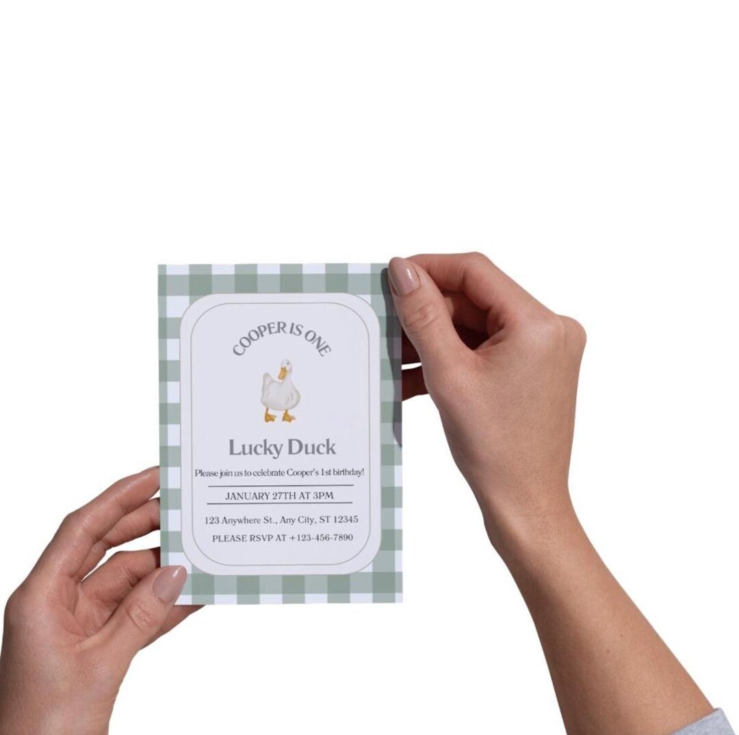Boys Birthday Invitation | “ One Lucky Duck” Birthday Party Invite - Etsy