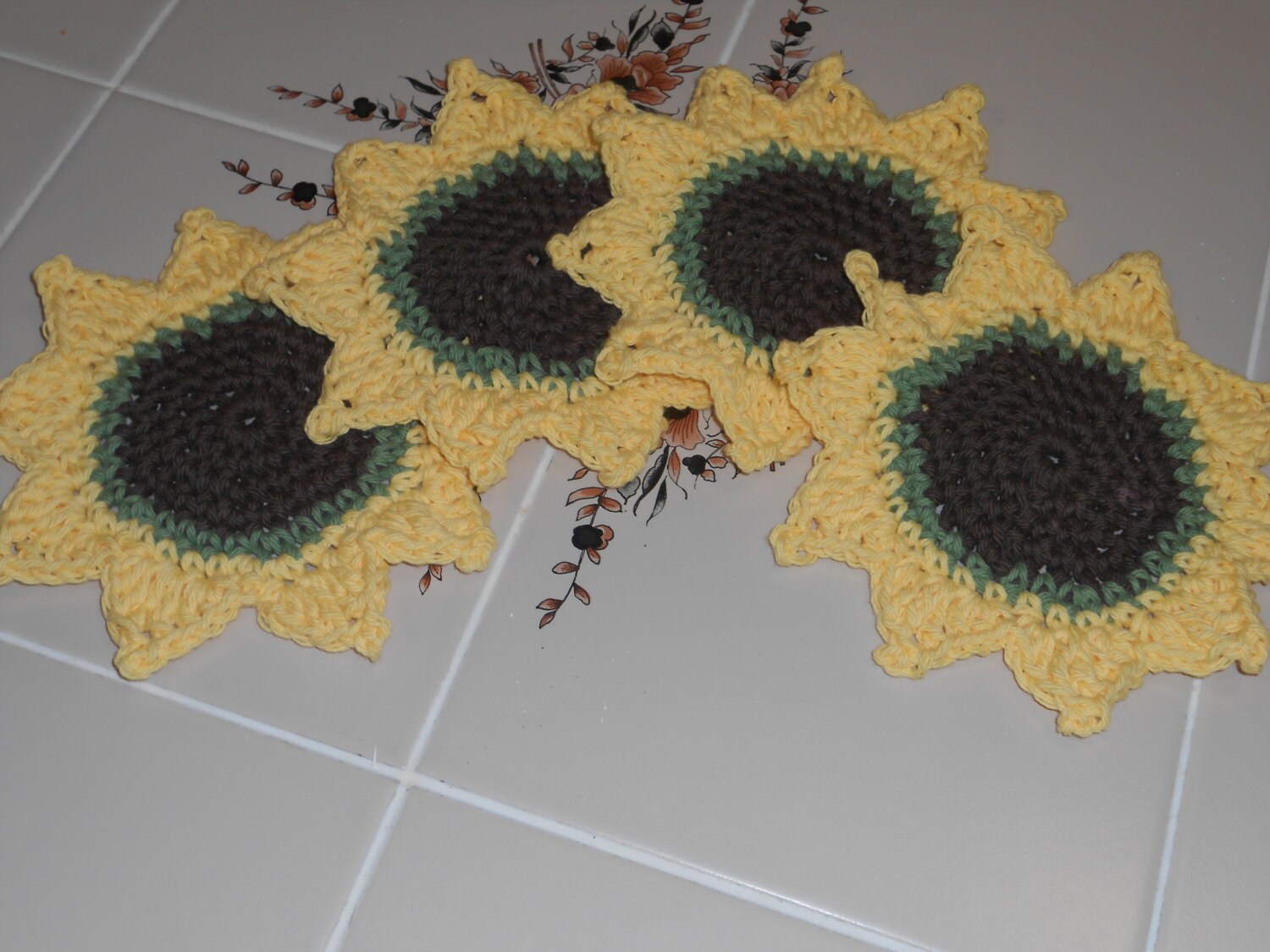 Sunflower Crochet Decor Pattern Centerpiece Trivet Mug Rugs Basket ...