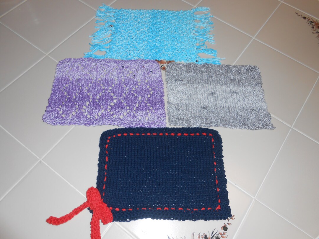 Four Original Design Knit Patterns for Mug Rugs Cotton Yarn - Etsy