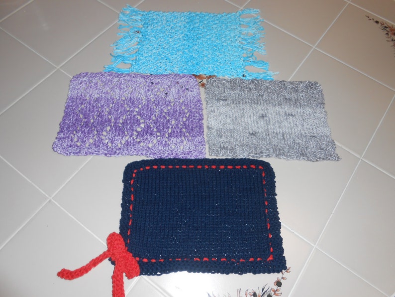 Four Original Design Knit Patterns for Mug Rugs Cotton Yarn - Etsy