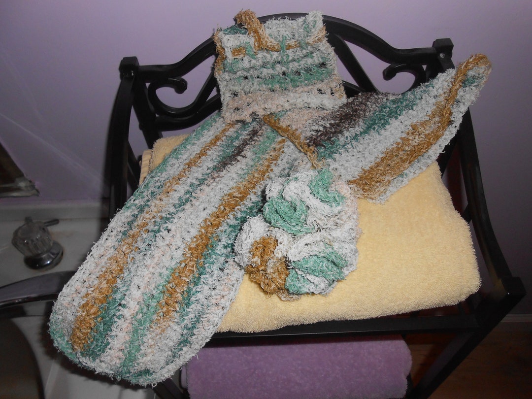 Pattern Only New Original 4 Piece Bath Accessories Scrub Scrunchie ...