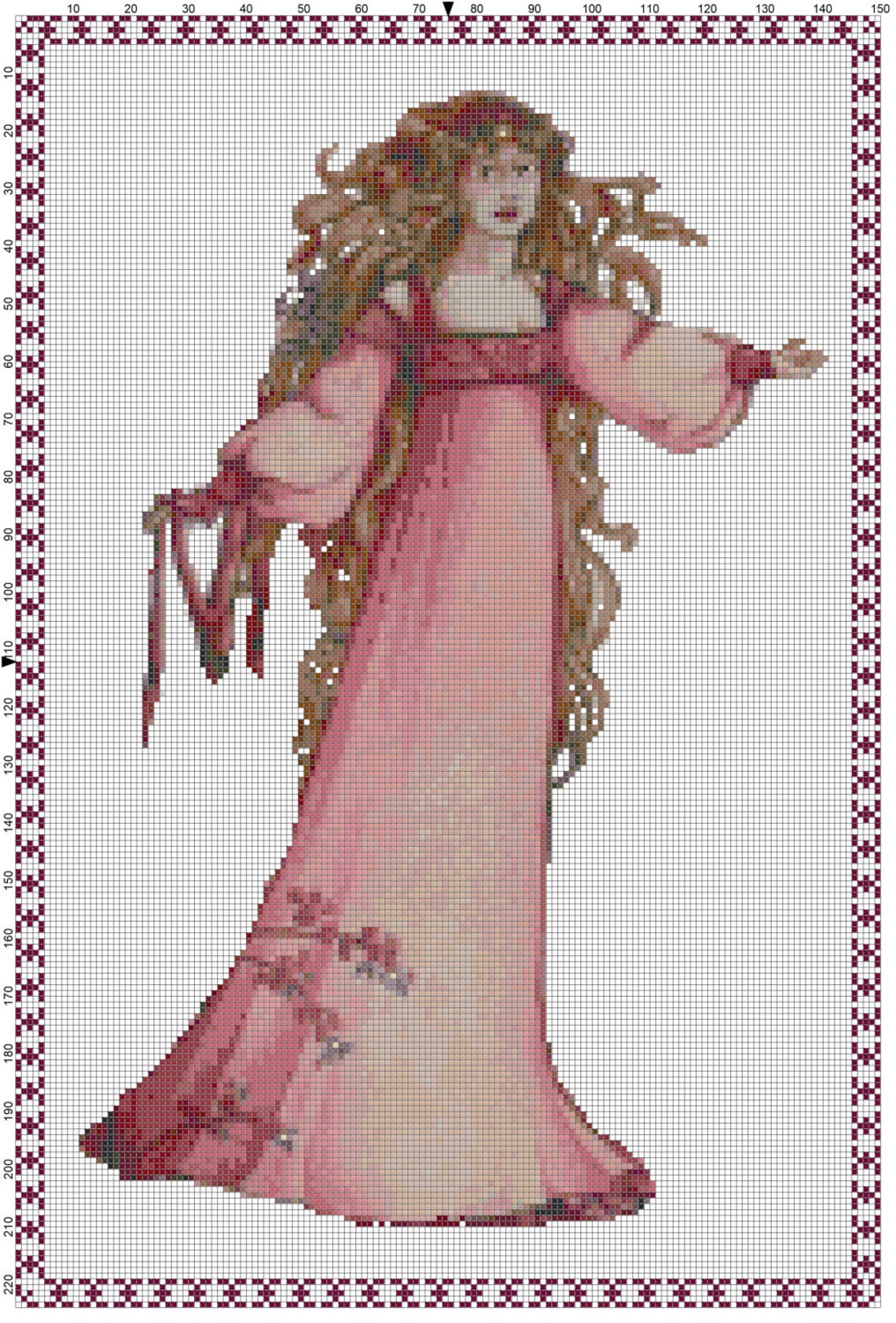 Medieval Maiden Original Cross Stitch Pattern Celtic Middle Ages ...